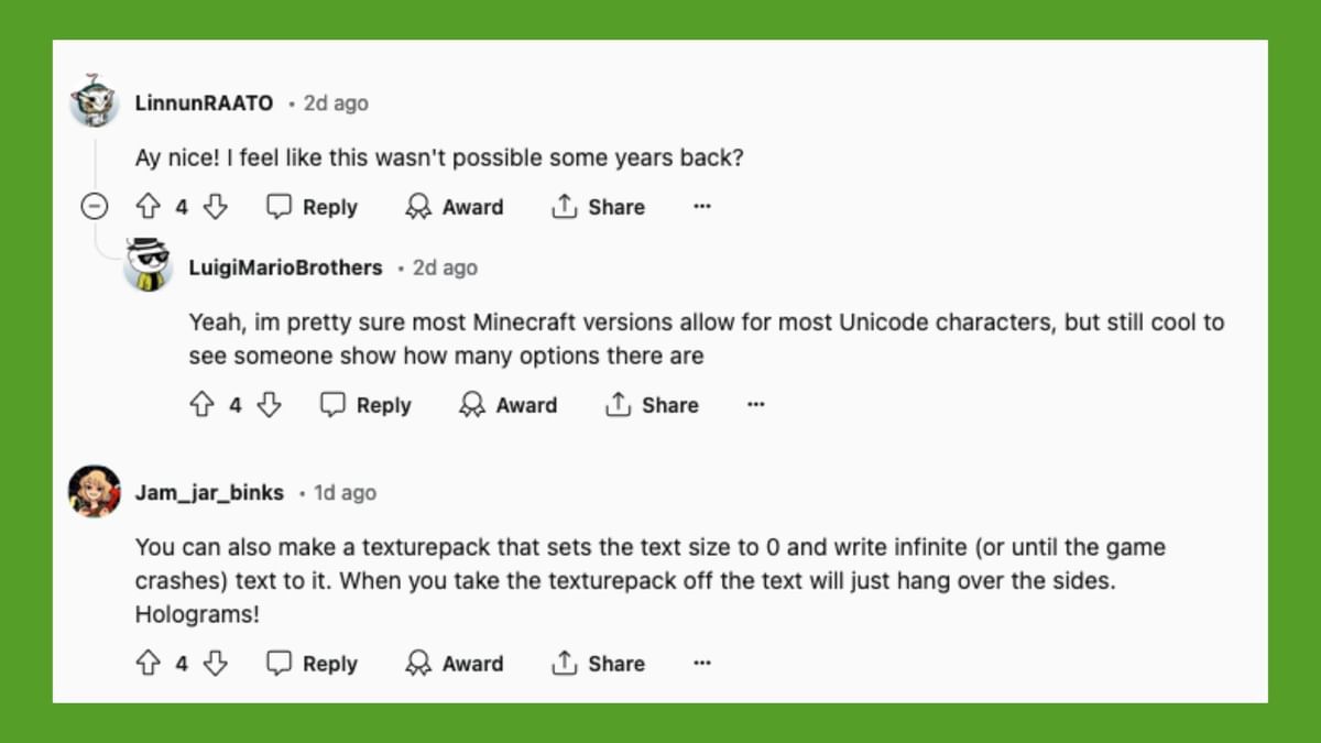 Minecraft player shares trick to add more text on signs