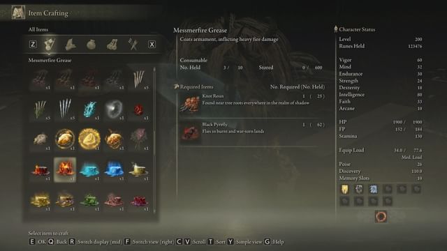 How to craft Messmerfire Grease in Elden Ring Shadow of the Erdtree