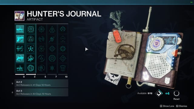 How to get the Hunter's Journal artifact in Destiny 2?