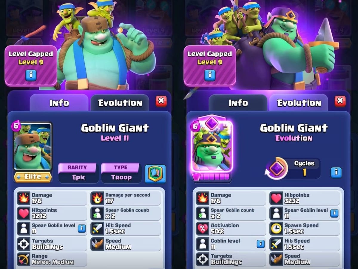 Clash Royale Goblin Giant Evolution: Ability, stats, and more