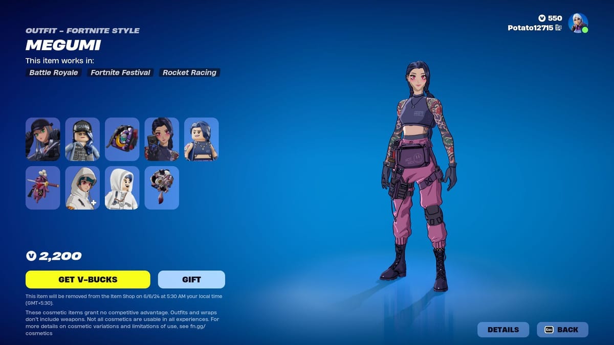 How to get Chigusa, Megumi, and Yuki skin in Fortnite