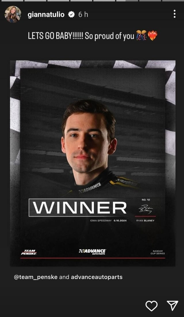 Gianna Tulio urges NASCAR fans to vote for Ryan Blaney for ESPY’s Best ...