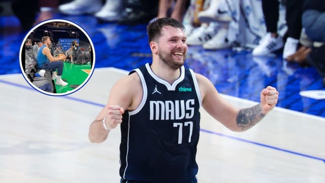 Watch: Luka Doncic stuns fans by sinking a trick shot sitting courtside during Mavs practice