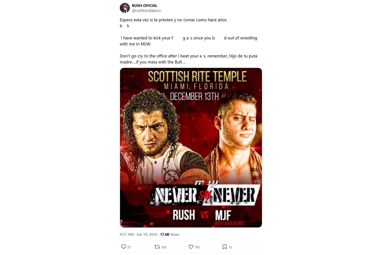 AEW star lashes out at MJF with explicit message - "Don't go cry to the ...