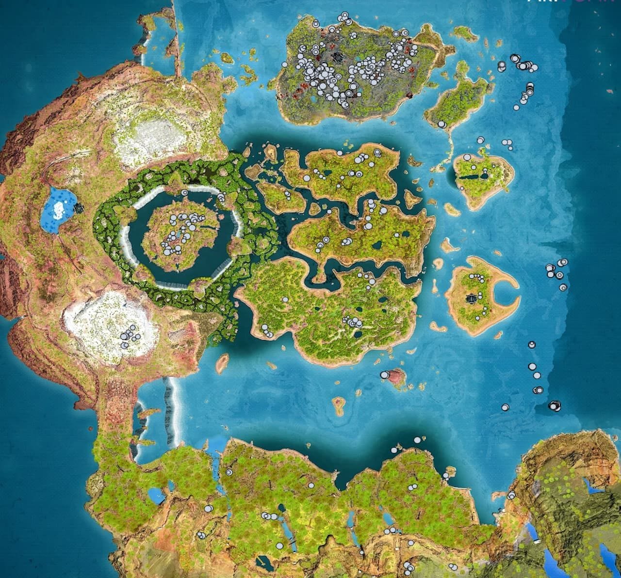 ARK Survival Ascended The Center Resource map: Best locations for all ...