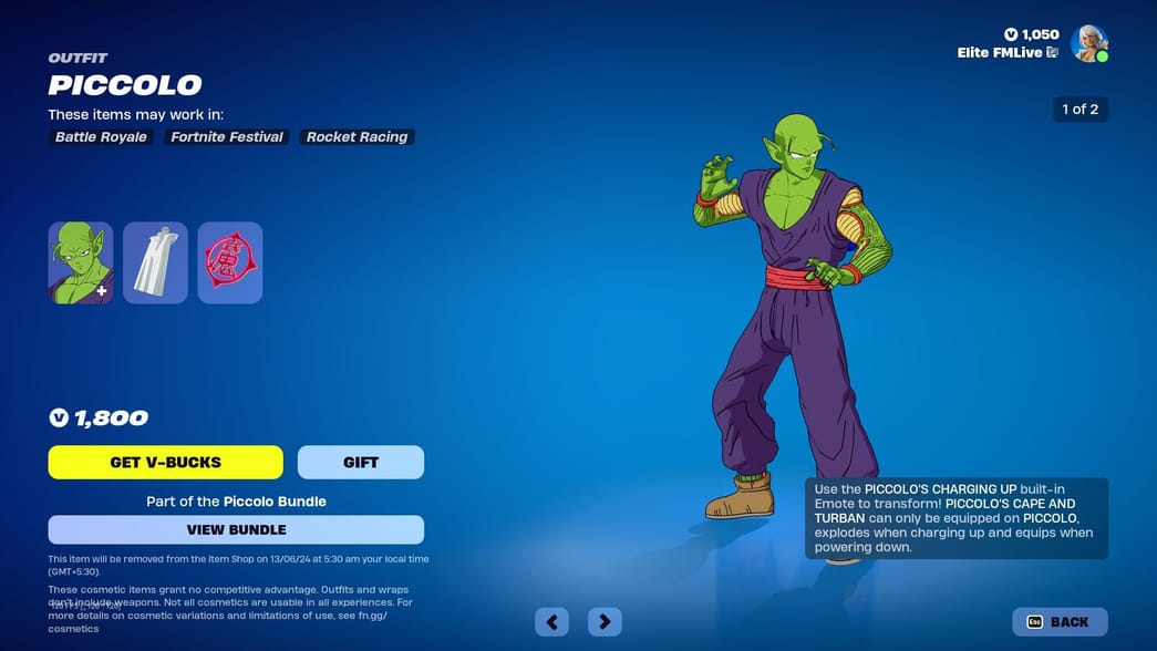 How to get Piccolo (Dragon Ball) skin in Fortnite
