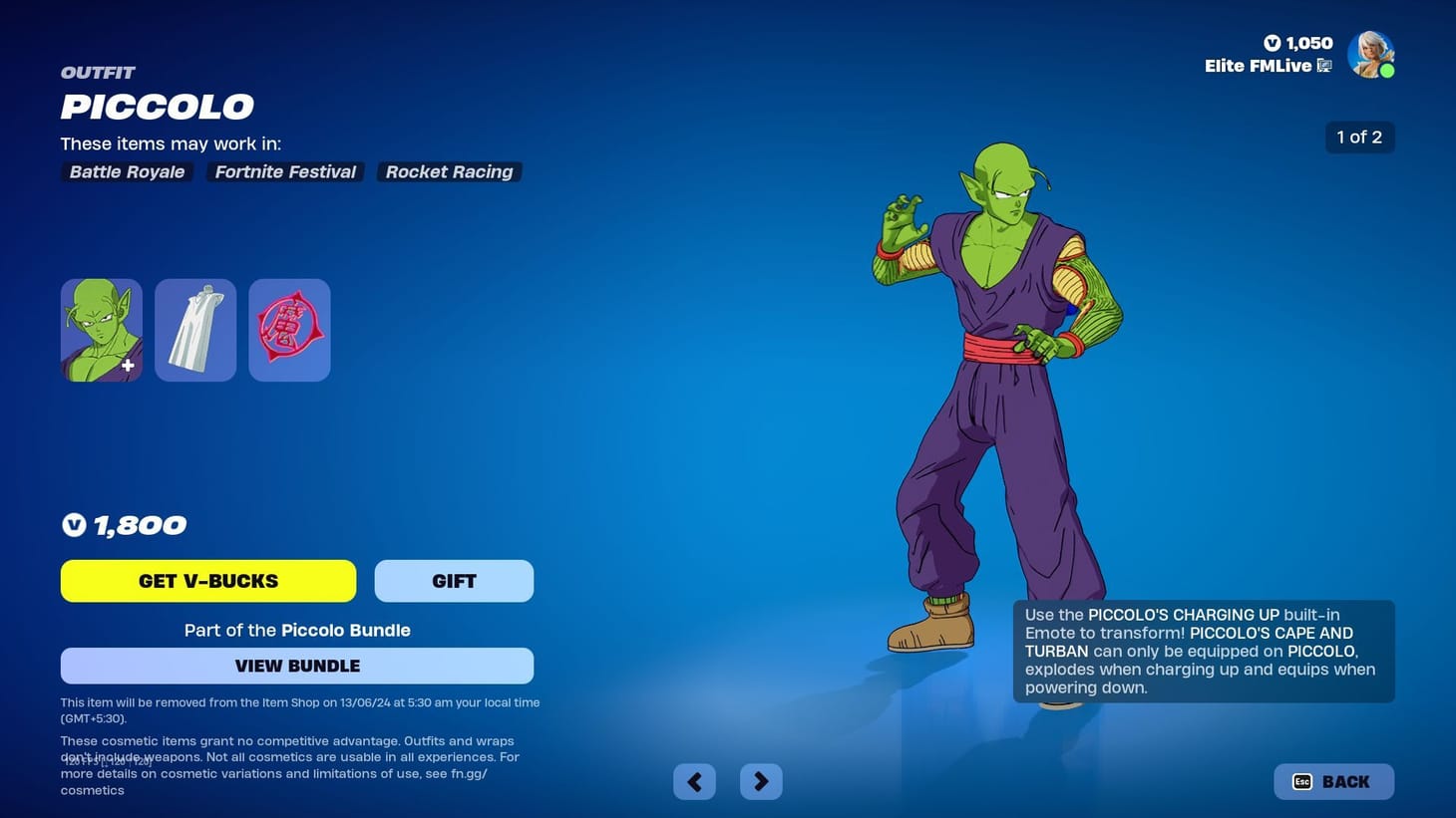 How to get Piccolo (Dragon Ball) skin in Fortnite