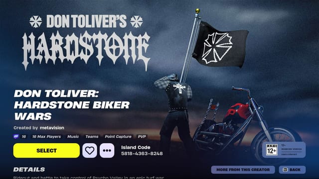 Fortnite Don Toliver Hardstone Biker Wars: UEFN map code, how to play ...
