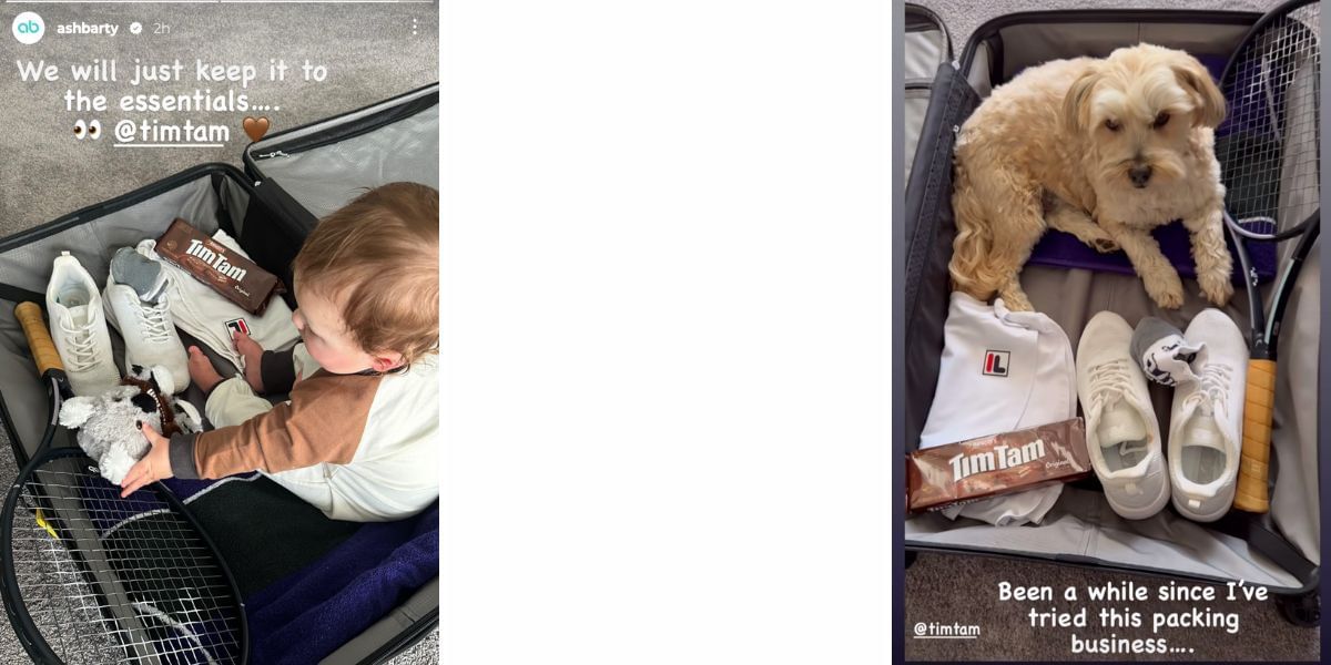 "Just the essentials" - Ashleigh Barty and son Hayden get ready in ...