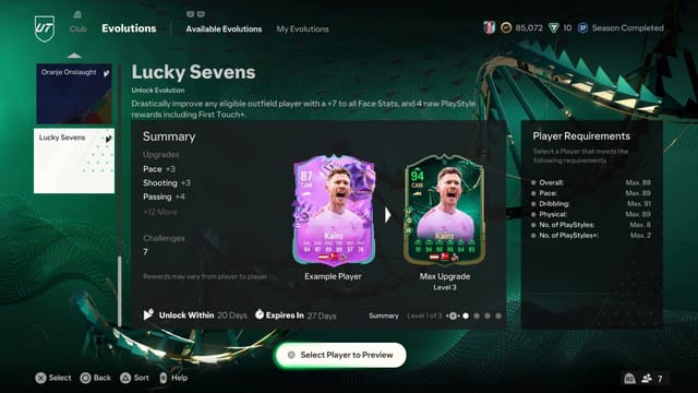 EA FC 24 Lucky Sevens Evolution guide: Best players to use, all upgrades, requirements, and more