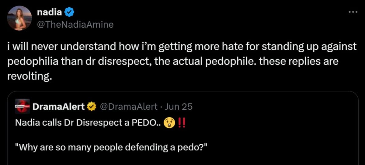 "These replies are revolting" - Twitch streamer Nadia responds to ...