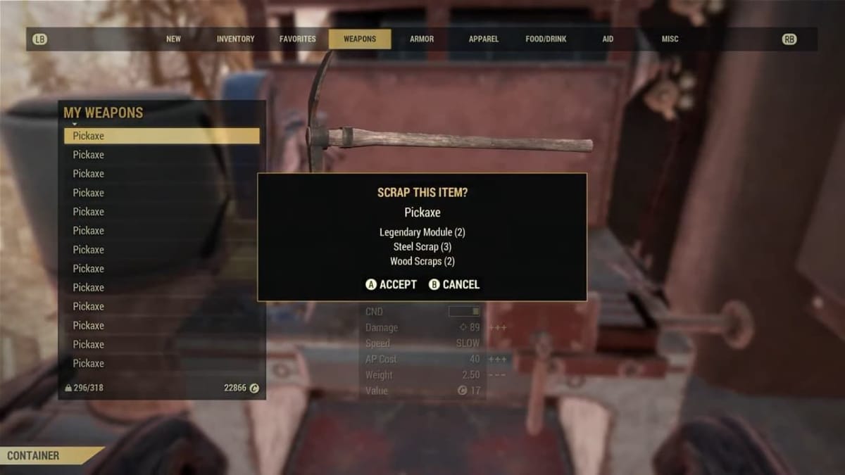 Fallout 76 Skyline Valley: Day-one glitch lets players scrap Pickaxes ...