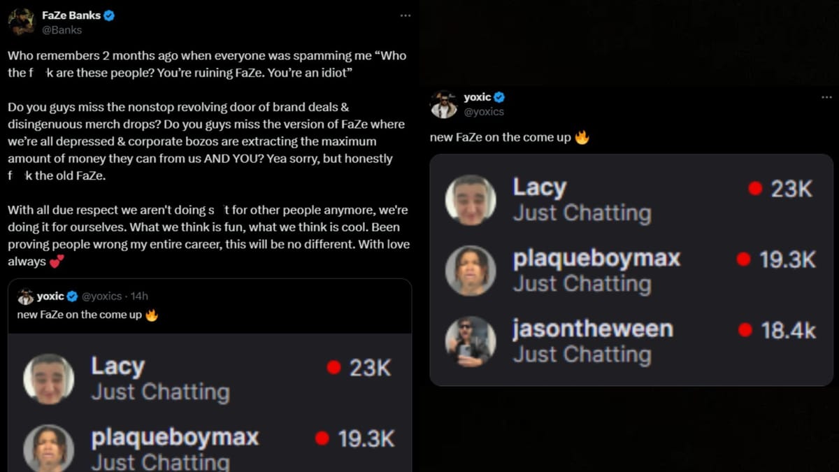 "Shows the kinda motion FaZe got": Banks claps back at accusations of ...