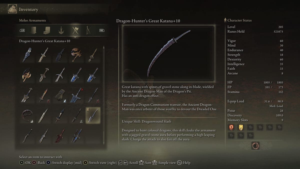 Best Great Katana build in Elden Ring Shadow of the Erdtree