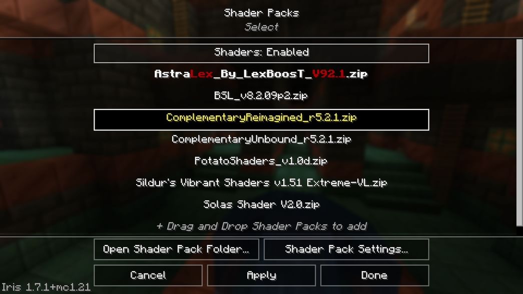 How to use shaders in Minecraft 1.21