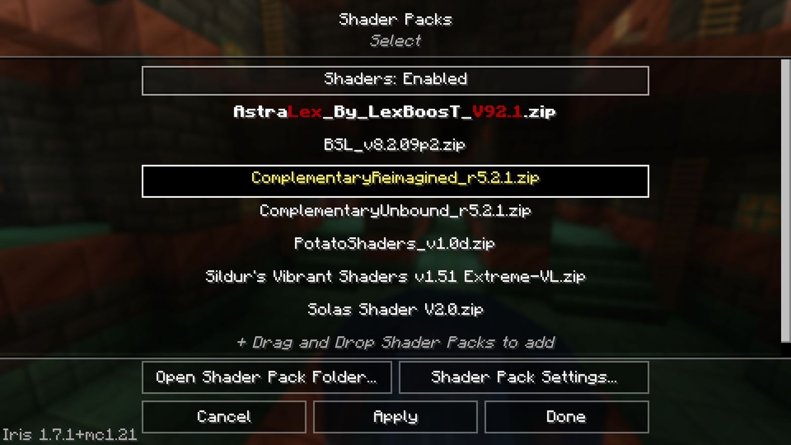 How to use shaders in Minecraft 1.21