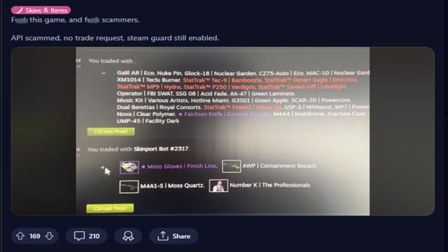 "F*** this game": CS2 player loses over $2000 worth skins to API scam