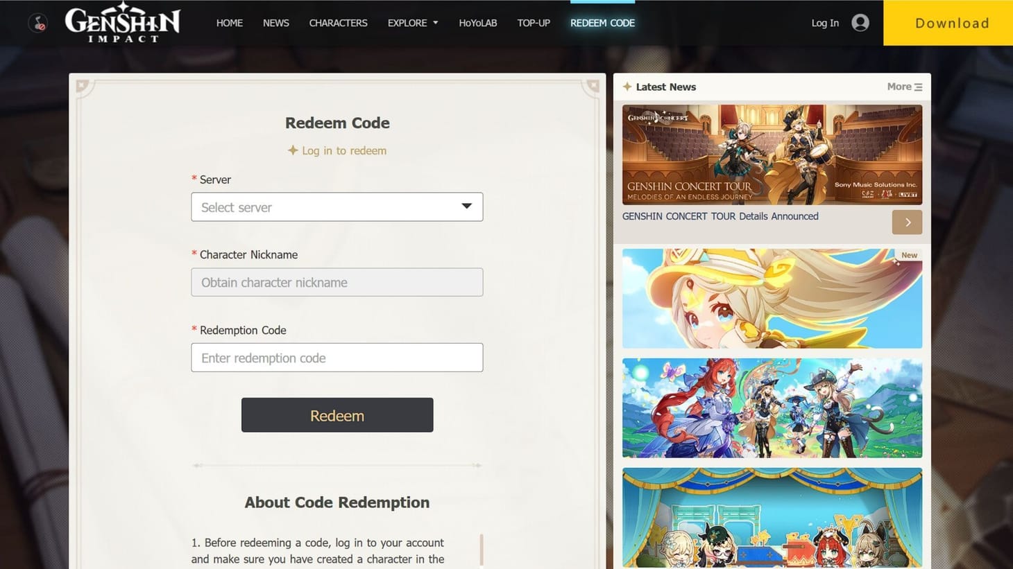 Genshin Impact 4.8 redeem codes