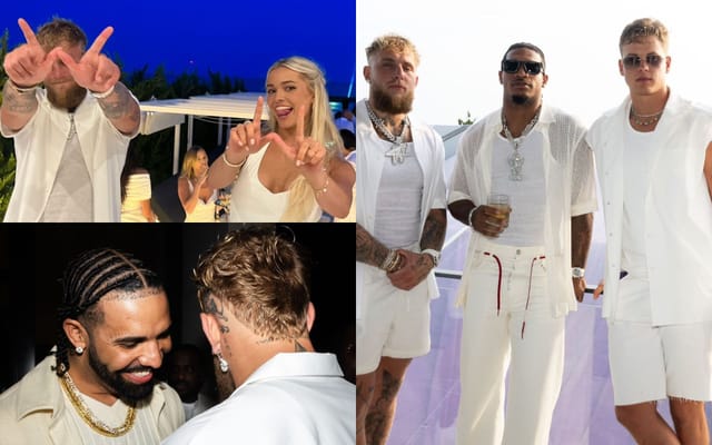 In Photos: Jake Paul celebrates with Drake, Machine Gun Kelly and ...
