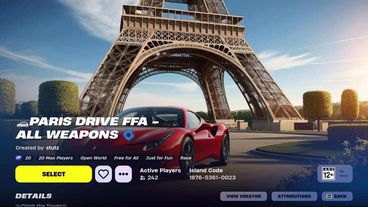 Fortnite Paris Drive: UEFN map code, how to play, and more