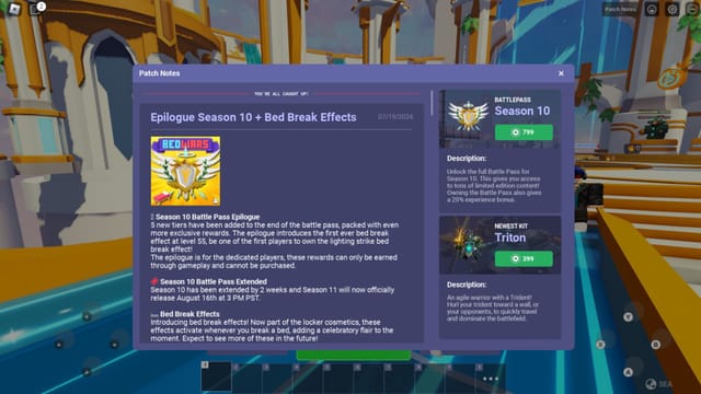BedWars Season 10 Update: Battle Pass Epilogue, Bed Break Effects, and more