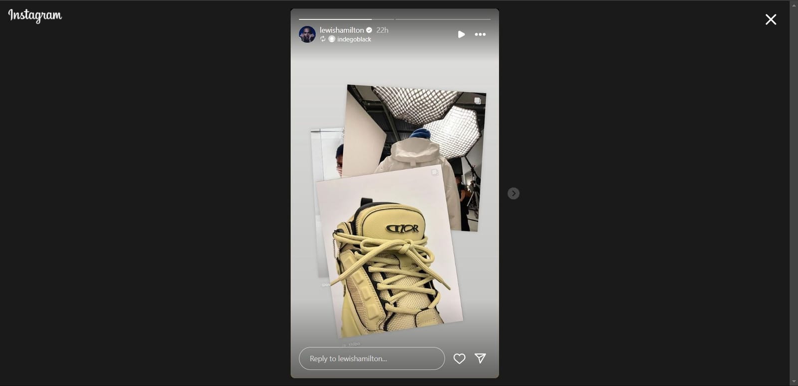 Lewis Hamilton flaunts Dior collaboration sneakers on social media