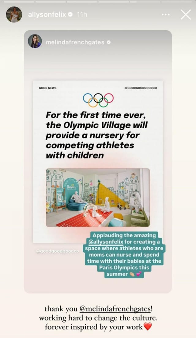 Allyson Felix receives appreciation from Melinda Gates as Olympic ...