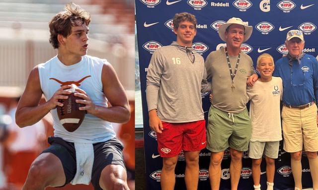 Arch Manning poses for iconic snap with grandad and uncles to celebrate ...