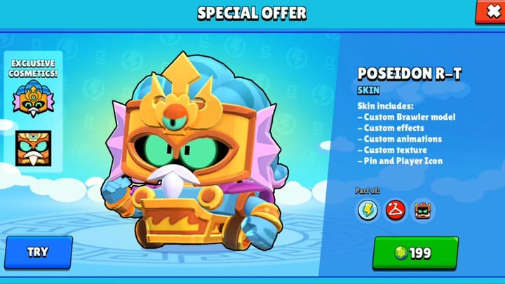 Brawl Stars Poseidon R-T skin: Cost, design, and more