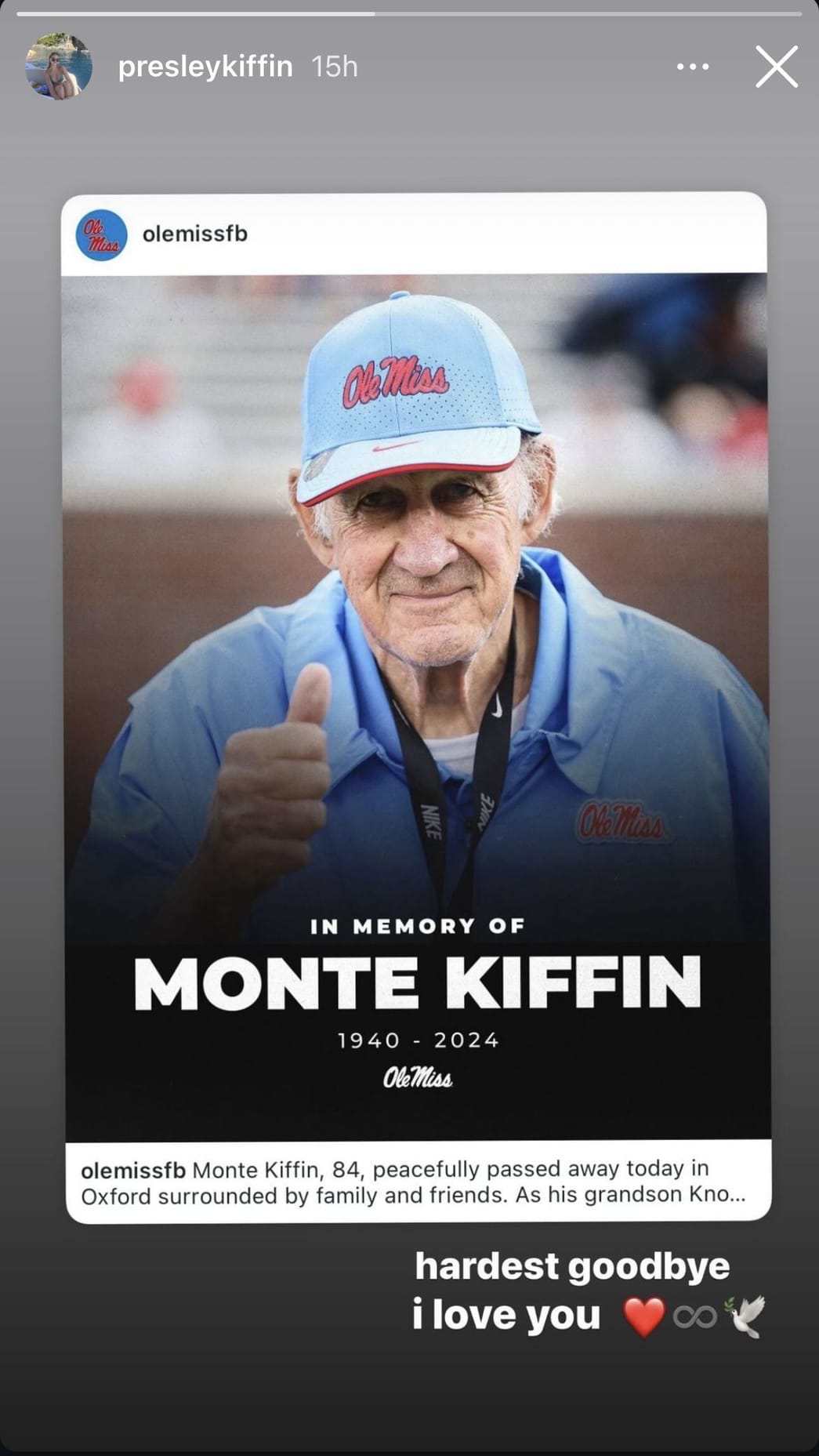 Lane Kiffin’s daughter mourns "hardest goodbye" following grandfather ...