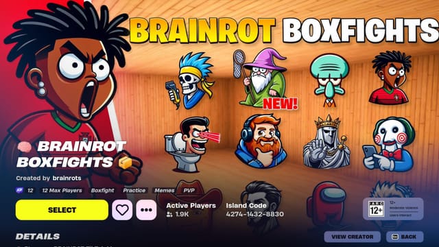 Fortnite Brainrot Boxfights: UEFN map code and how to play