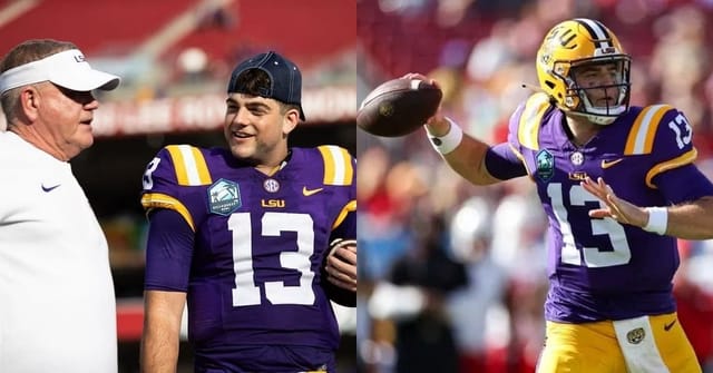 In Photos: LSU QB Garrett Nussmeier dons pastel blue suit while facing ...