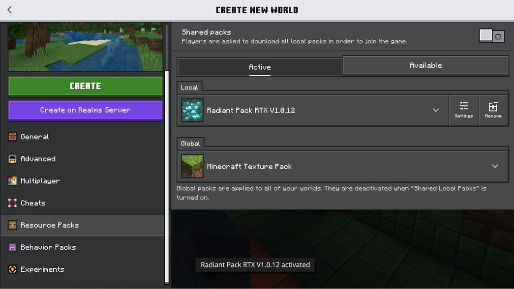 How to get Minecraft Bedrock RTX vanilla shaders