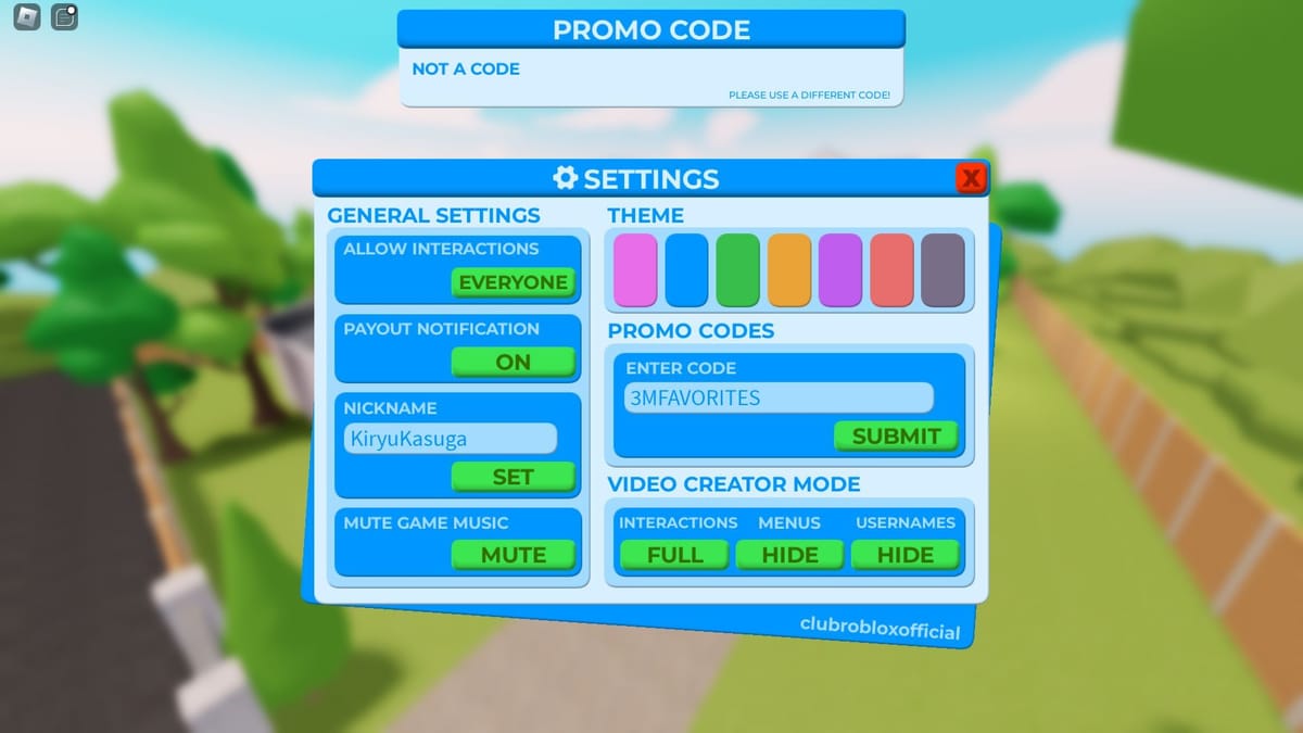Club Roblox Codes