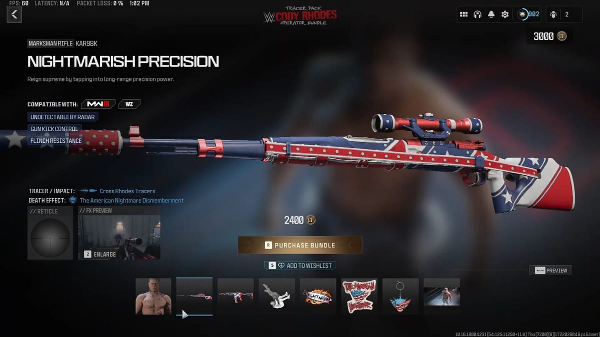 Cody Rhodes Tracer Pack in MW3 and Warzone: Price, What's included and ...