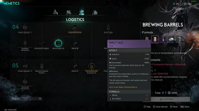 All Brewing Barrel recipes in Once Human