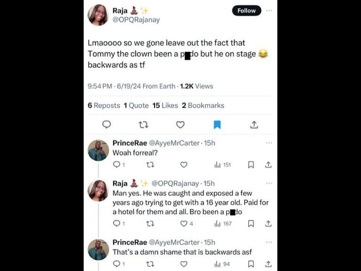 What Are The Allegations Against Tommy The Clown Internet Calls Out Tweet Questioning