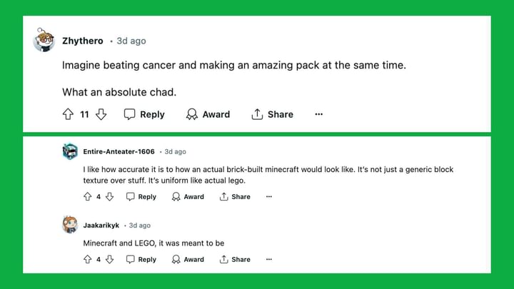 Minecraft fan shares Lego texture pack made during cancer battle ...