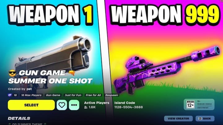 Fortnite Gun Game Summer One Shot: UEFN map code and how to play
