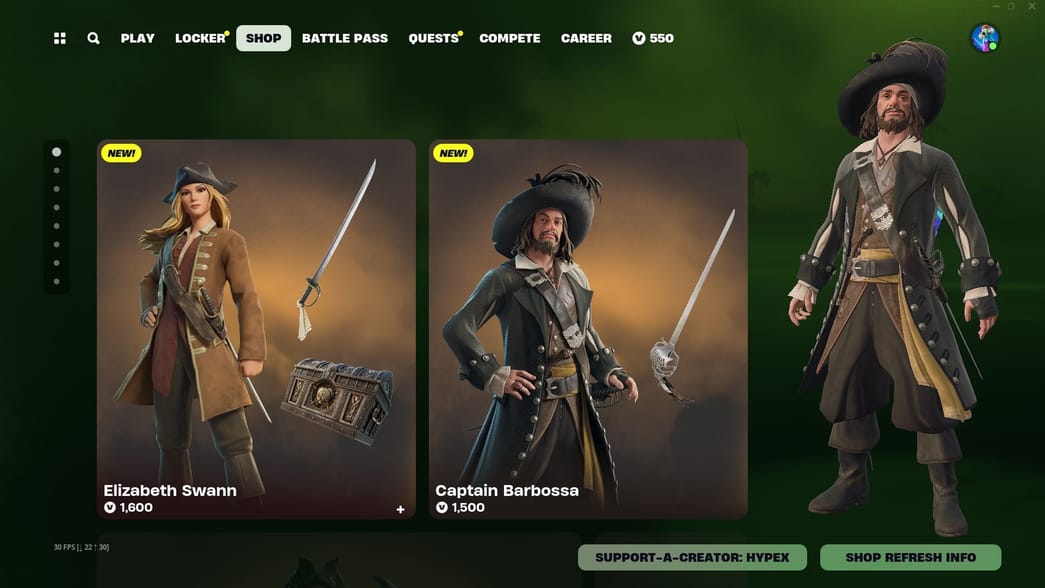 How to get Pirates of the Caribbean skins in Fortnite