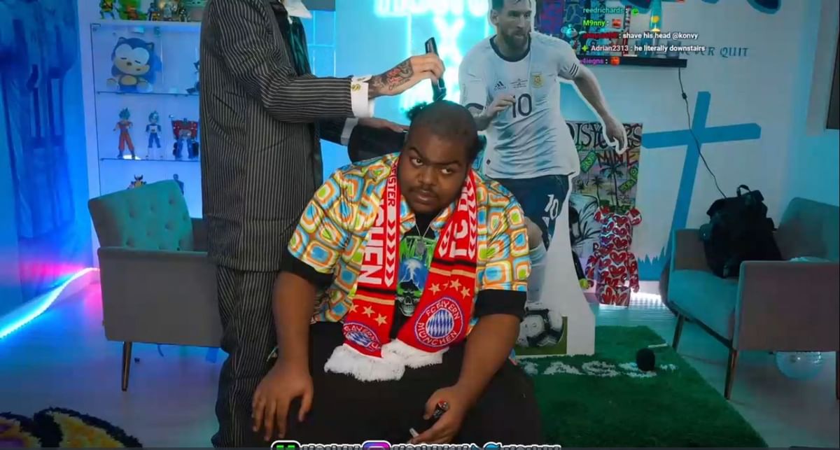 Kick streamer Shnaggyhose destroys Konvy’s setup after going bald live ...