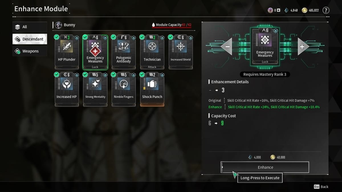 How to upgrade Modules in The First Descendant