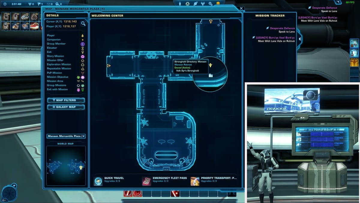 All Stronghold locations in SWTOR
