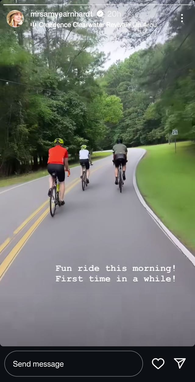 Amy Earnhardt teases her attire choice for early morning fitness routine