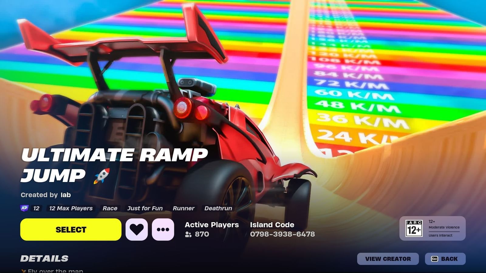 Fortnite Ultimate Ramp Jump: UEFN map code, how to play, and more