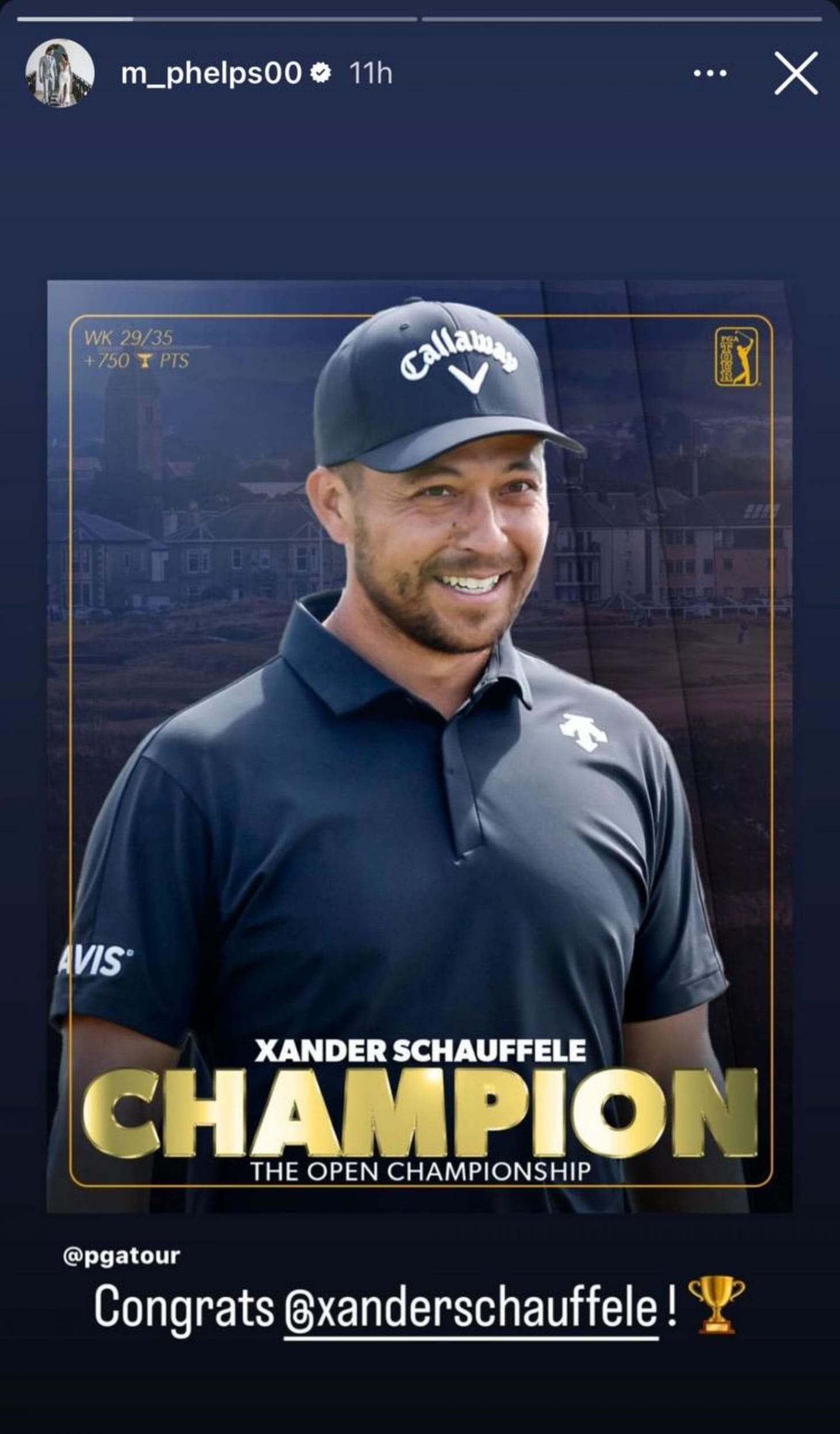 Michael Phelps congratulates fellow Olympian and golfer Xander ...