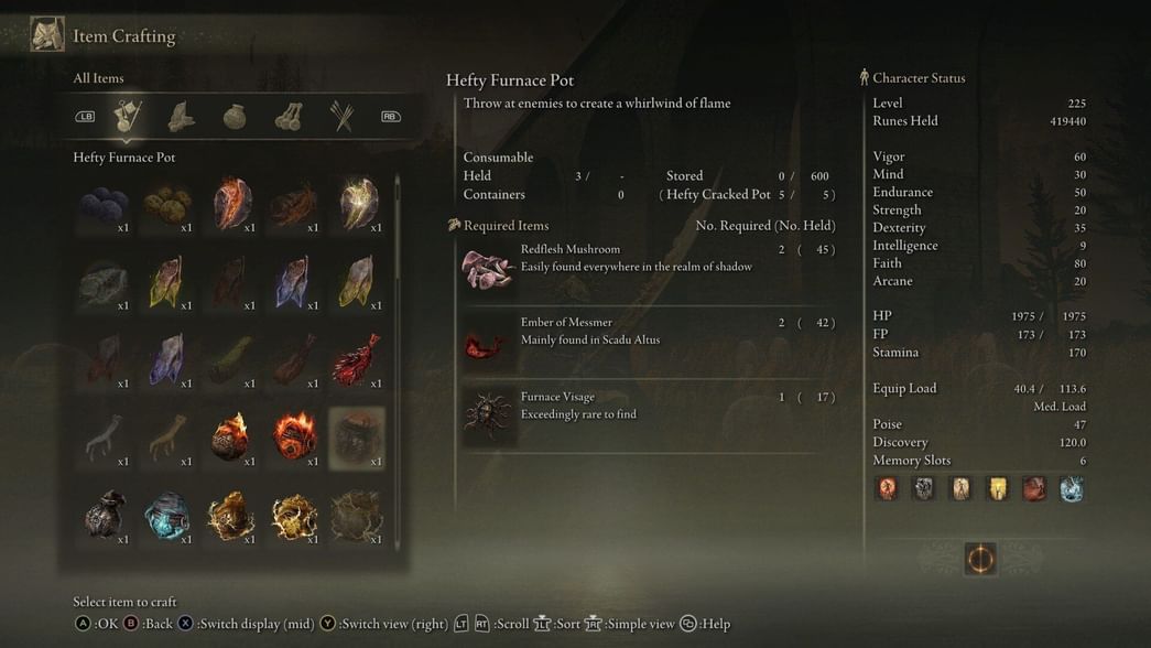 How to craft the Hefty Furnace Pot in Elden Ring Shadow of the Erdtree?