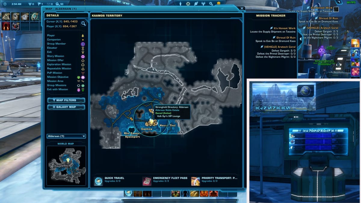 All Stronghold locations in SWTOR