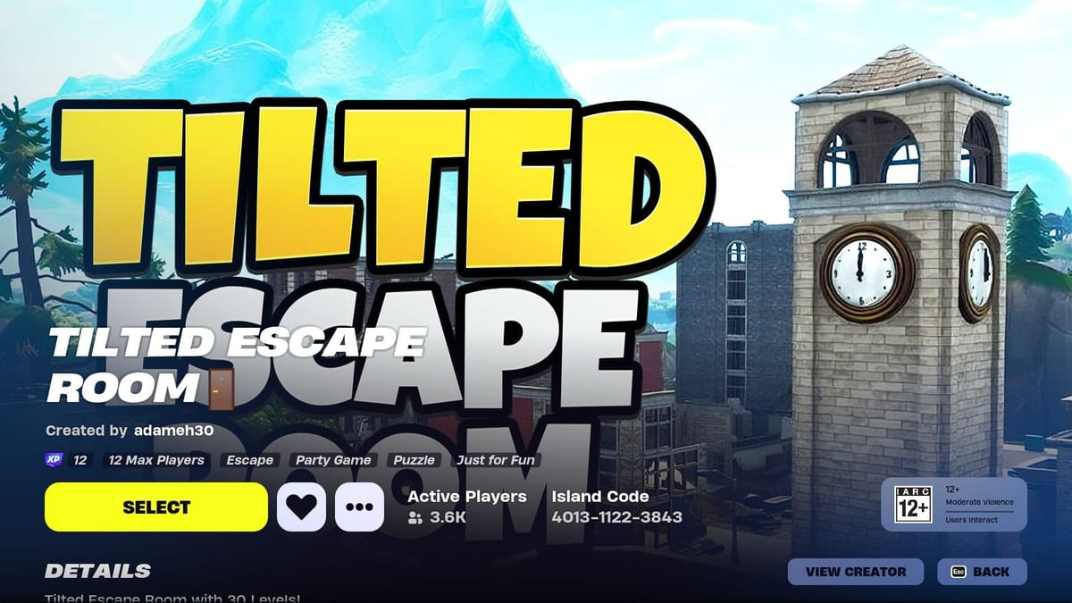 Fortnite Tilted Escape Room: UEFN map code, how to play, and more