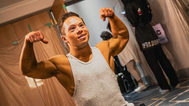 Bodybuilder with Down syndrome Kyle Landi shows off intense workout ...